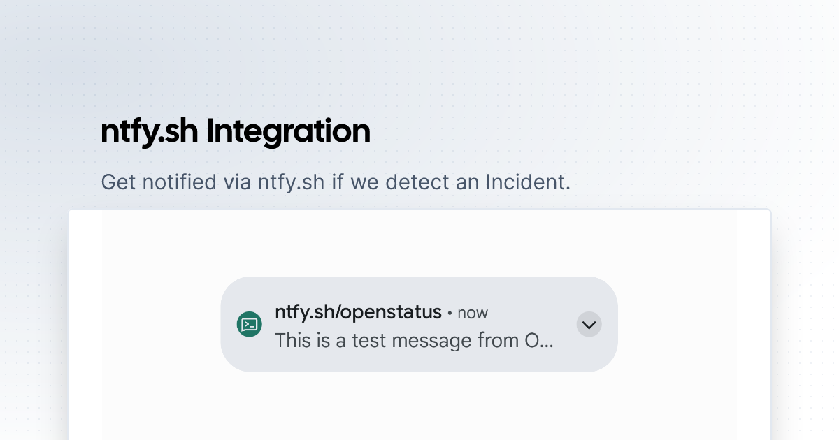 ntfy.sh Integration | openstatus