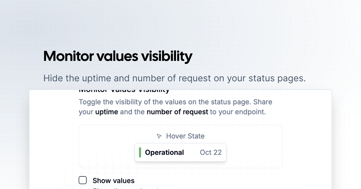 Monitor values visibility | OpenStatus
