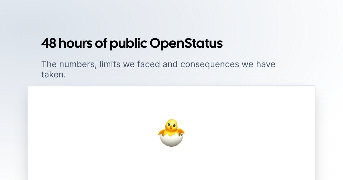 48 hours of public OpenStatus | OpenStatus